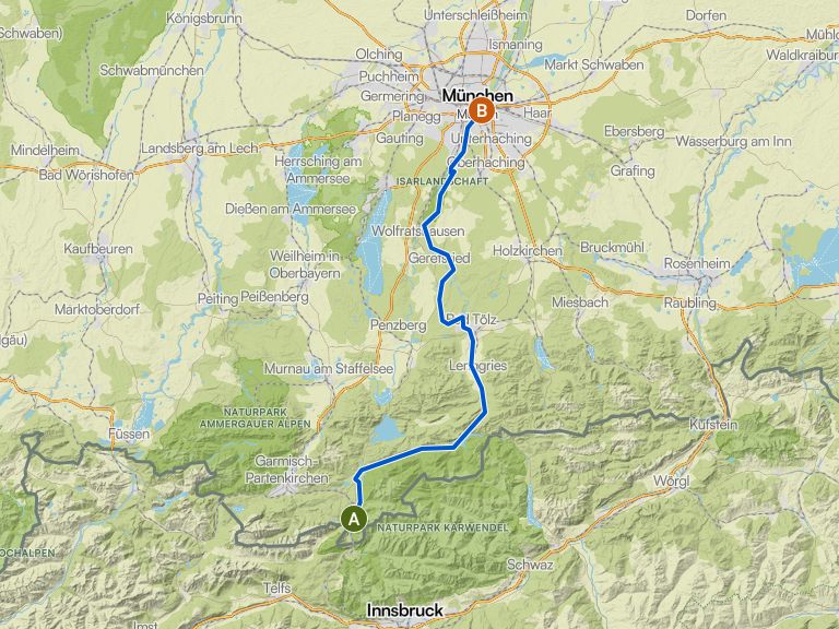 Isar Radweg Mittenwald - München | Fahrradtour | Komoot